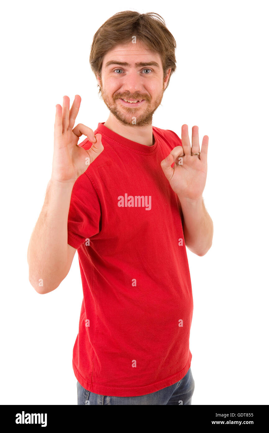 happy young man winning, isolated on white background Stock Photo - Alamy