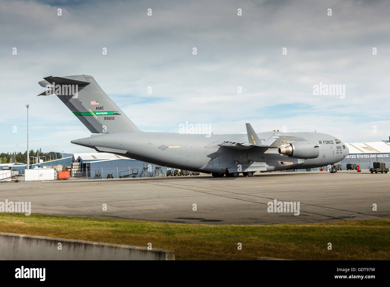 USAF AMC Boeing C-17 Globemaster III at Antartic supply base at CHC ...