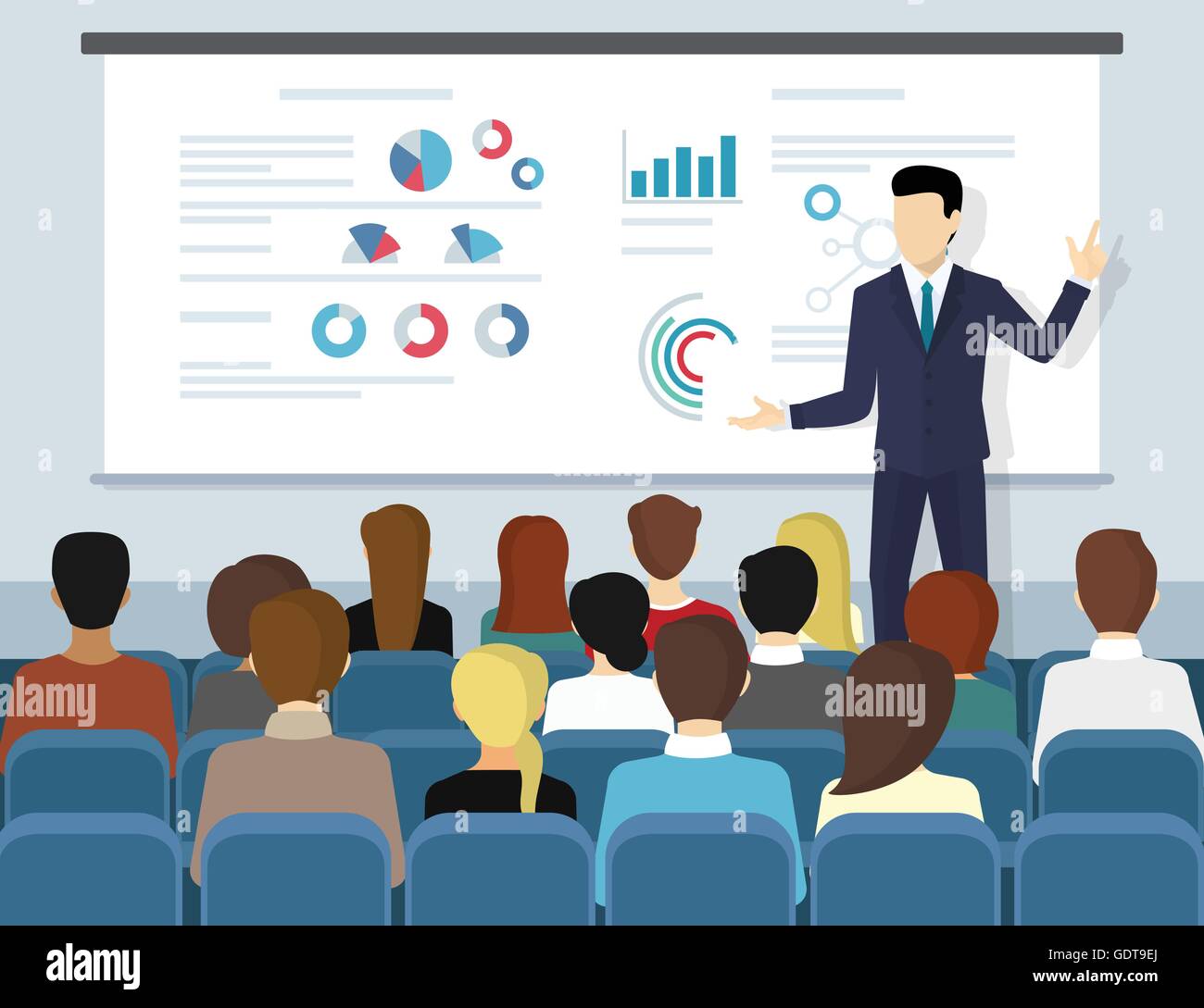 Business speaker doing presentation audience Stock Vector Images - Alamy