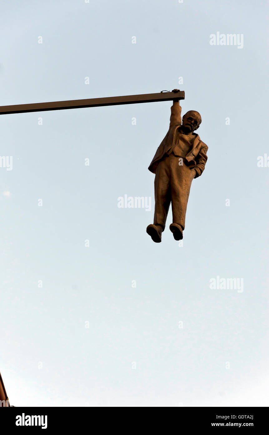 The Hanging statue of Sigmund Freud in the centre of Prague (Praha) in ...