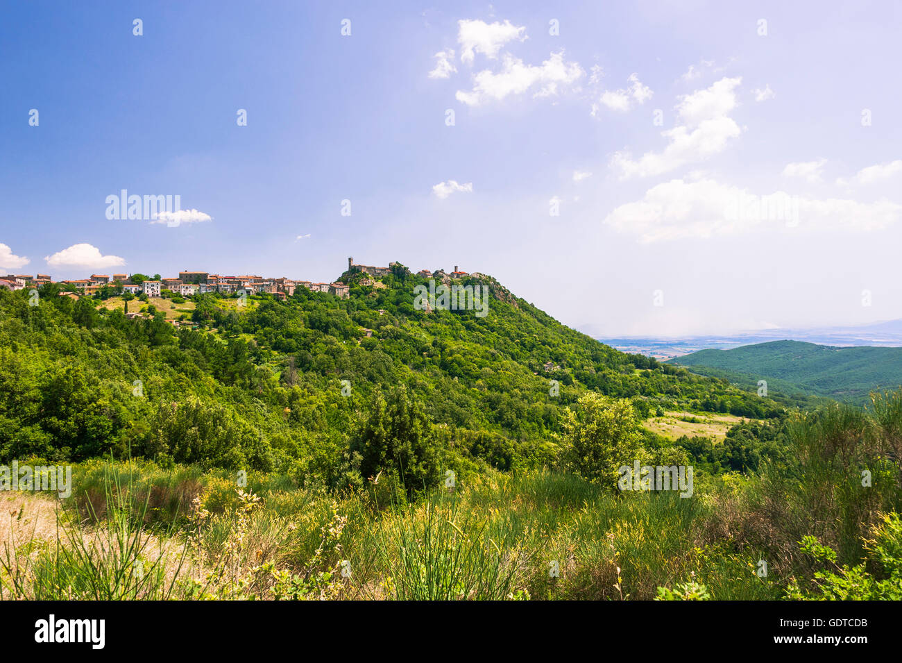 village Roccatederighi, stone houses on a hill, commune of Roccastrada ...