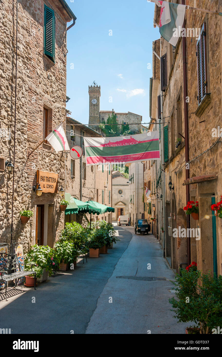village Roccatederighi, stone houses on a hill, commune of Roccastrada ...