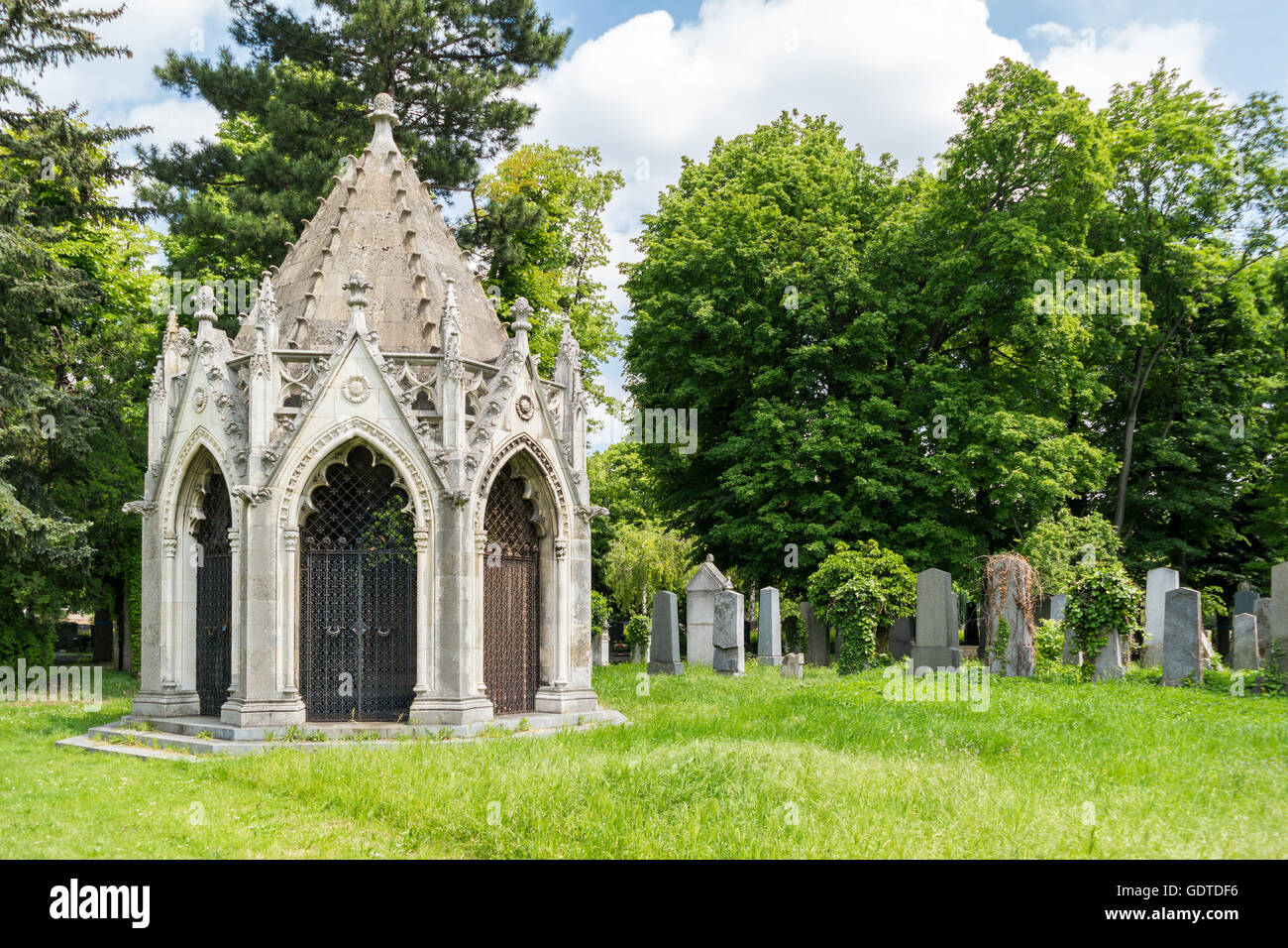 Mausoleum and graves on Jewish section of Central Cemetery in Vienna ...