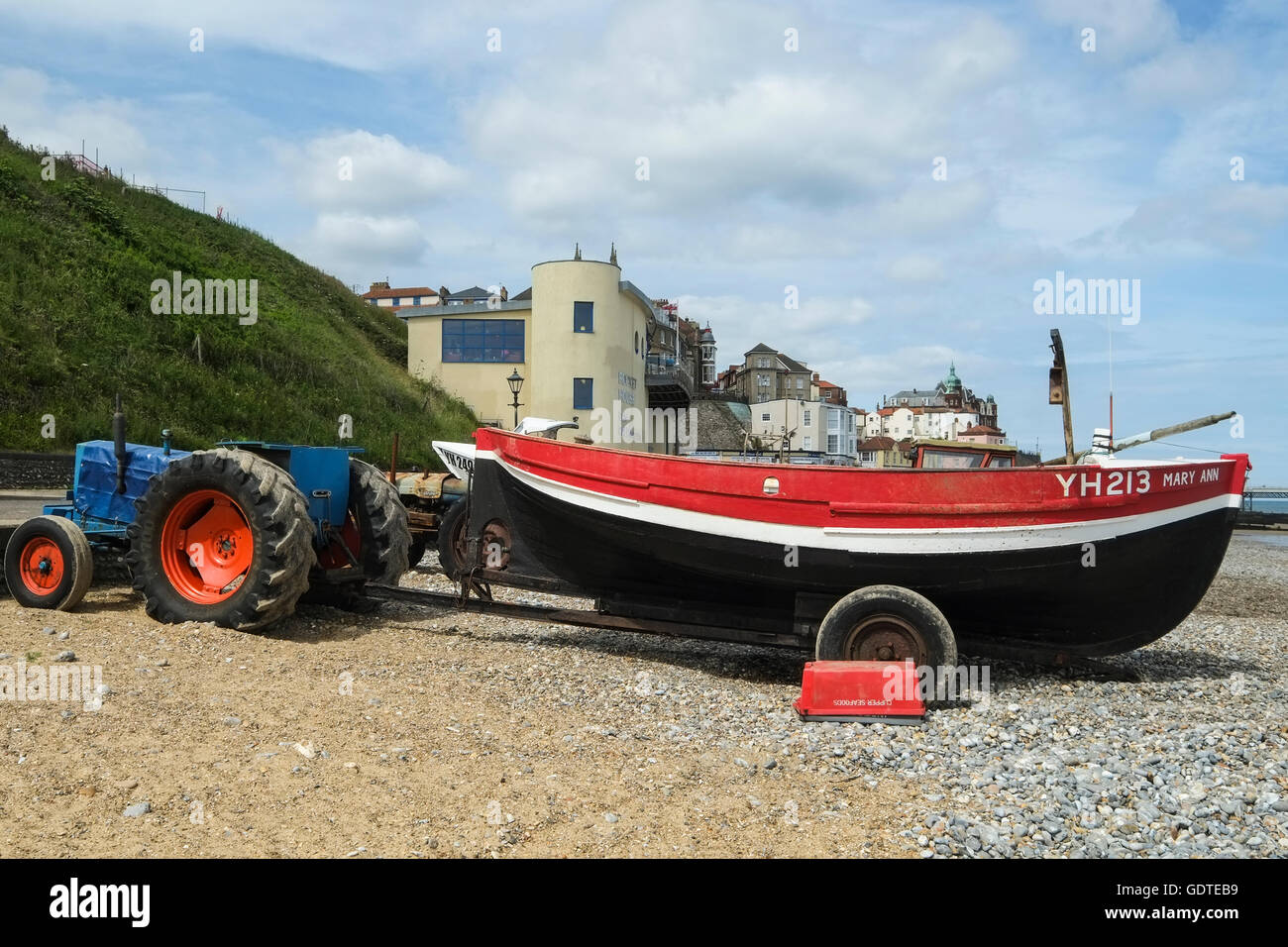 Fishing boat tractor on beach hi-res stock photography and images - Alamy
