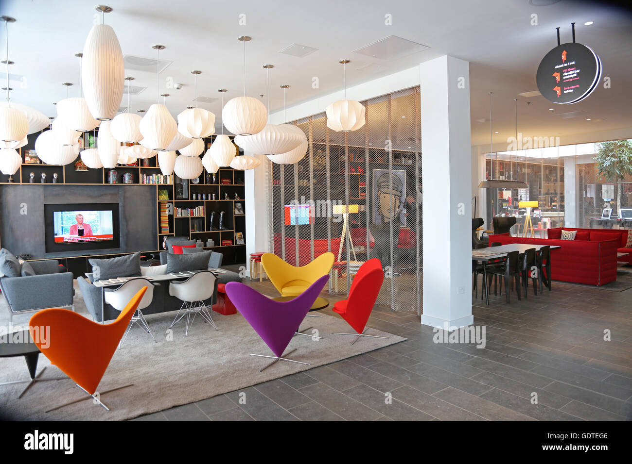 Entrance lobby to the new Citizen M Hotel at Tower Hill in the City of ...