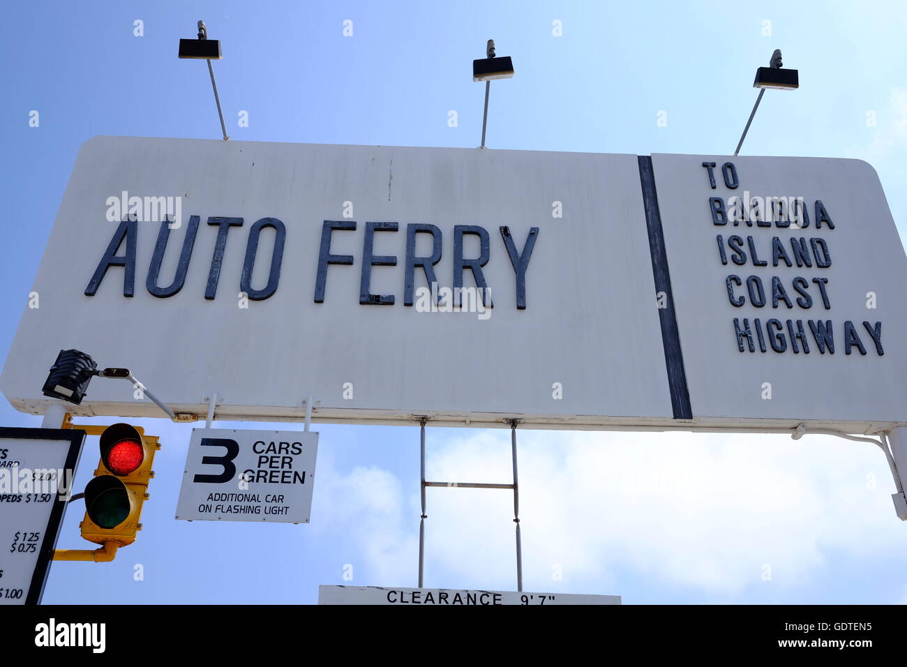 Newport Beach, Balboa Island Auto Ferry Sign Stock Photo - Alamy