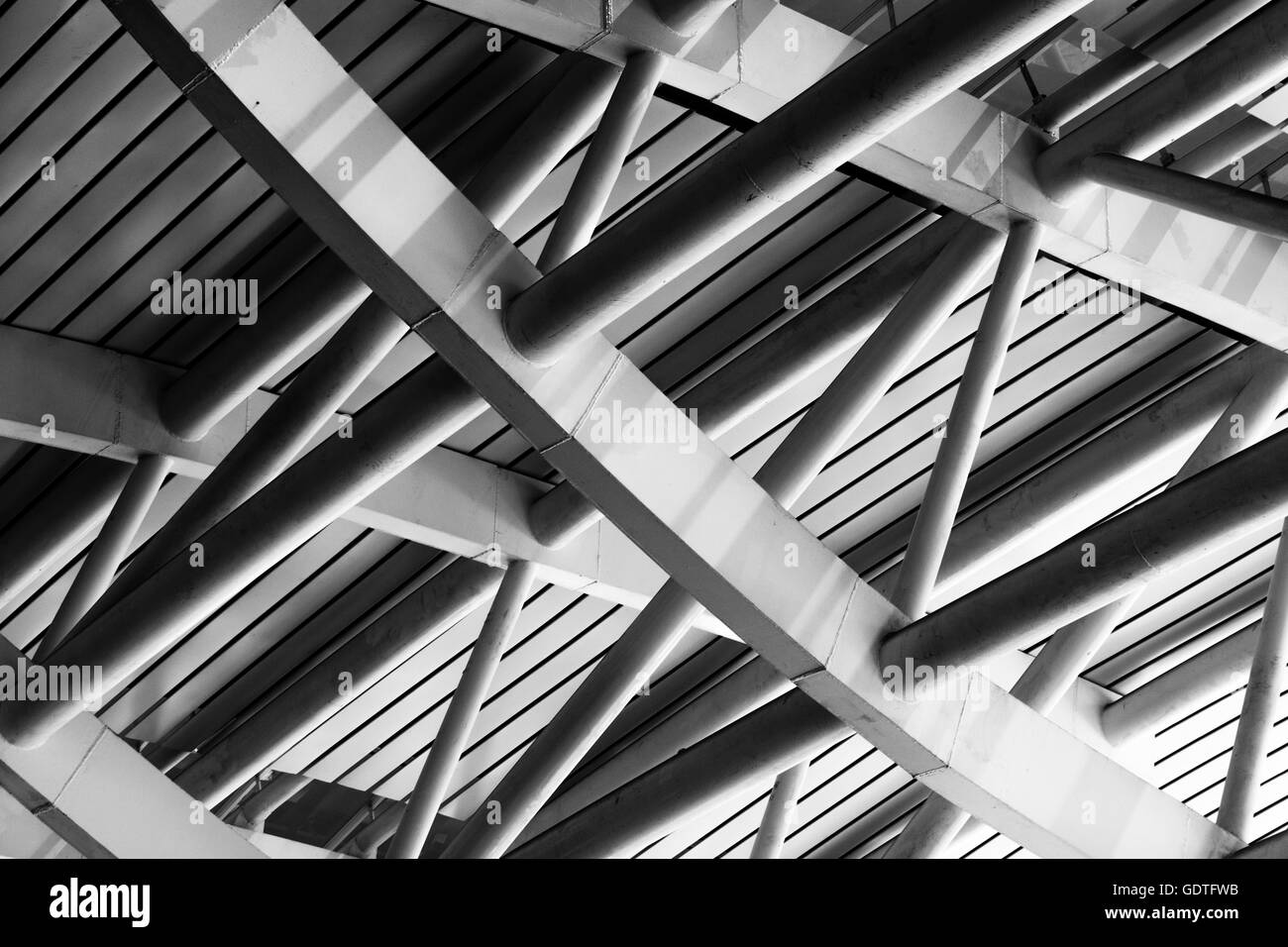 Low Angle View Of Modern Ceiling Steel Structure Stock Photo - Alamy