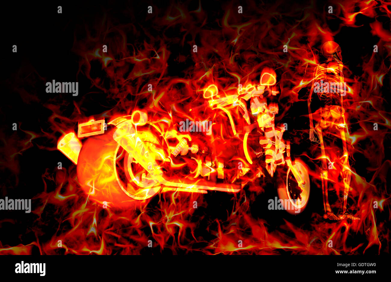 Flaming motorcycle hi-res stock photography and images - Alamy