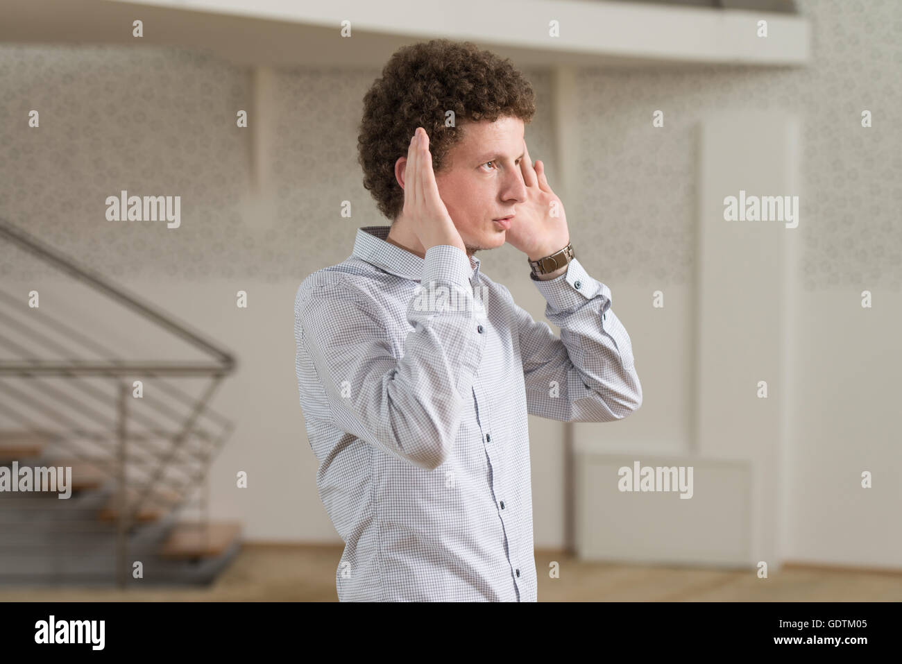 Humble White Muslim Man Is Praying In The Mosque - Afro Lock Hair Curly ...