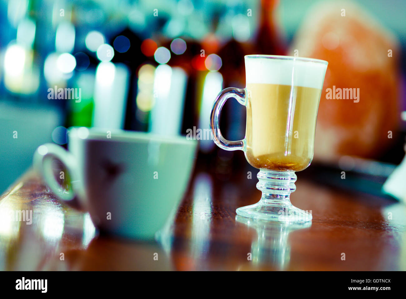 Irish coffee at the bar table Stock Photo - Alamy