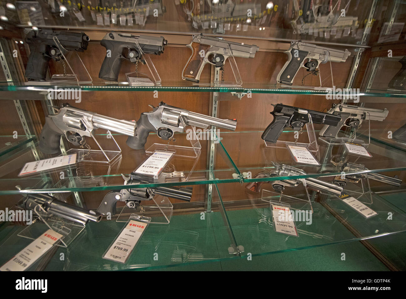 Hand guns on sale in an open display in a Nanaimo sports shop ...