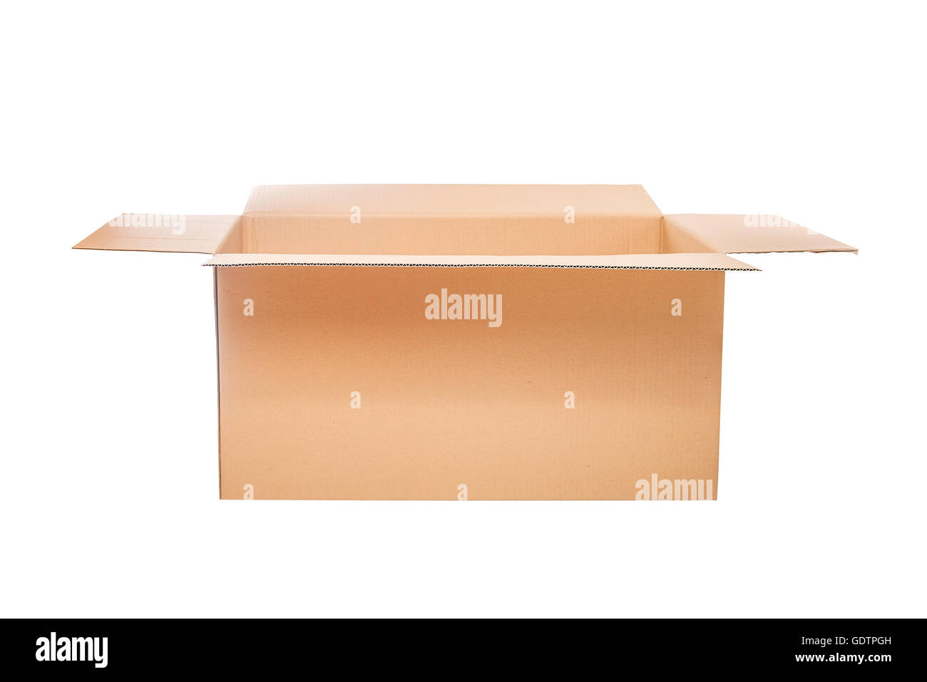 Opened cardboard box Isolated on white background Stock Photo - Alamy