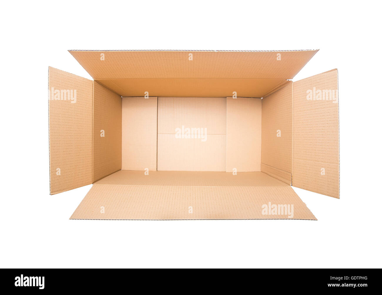 Opened cardboard box Isolated on white background Stock Photo - Alamy