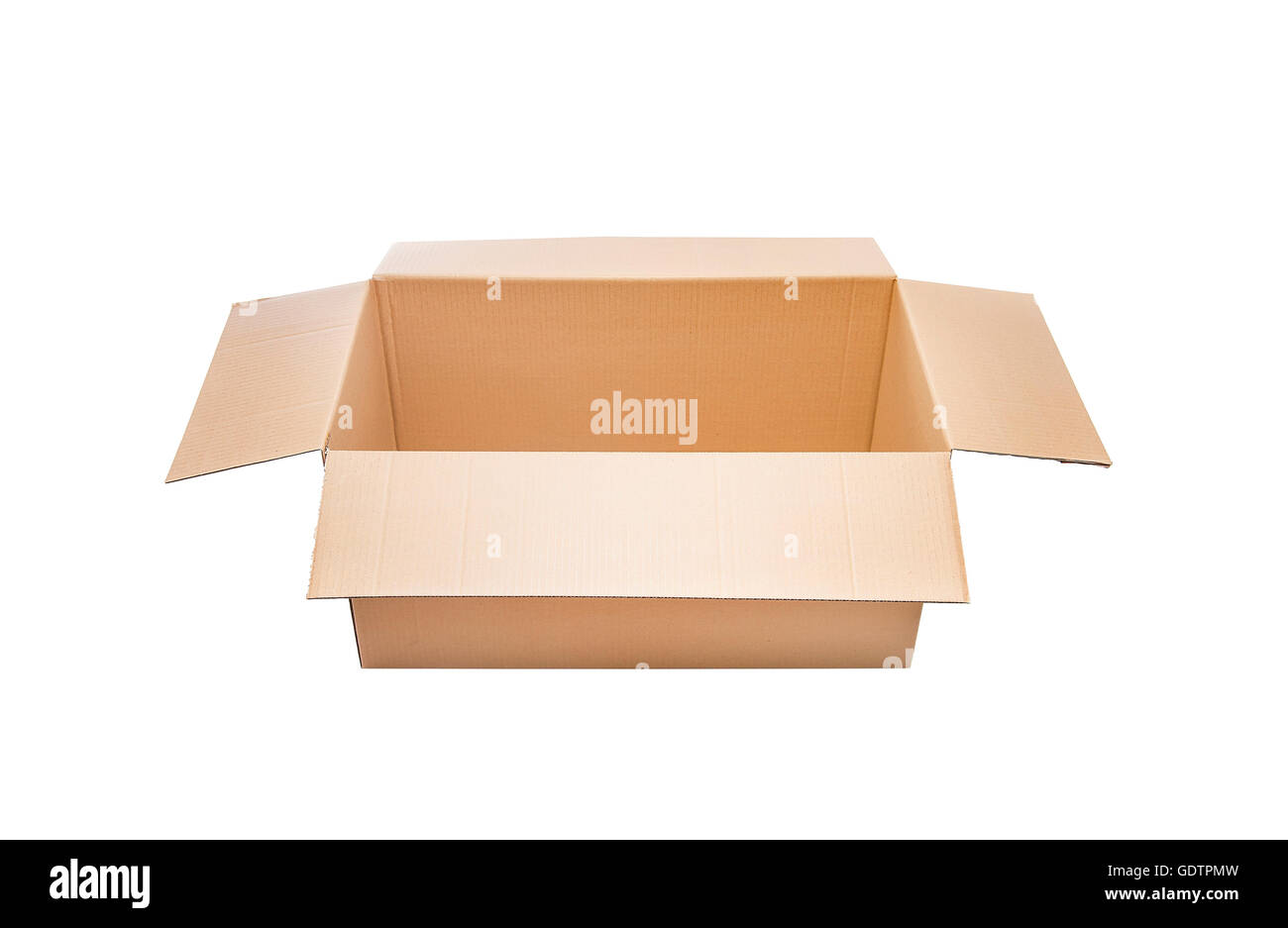 Opened cardboard box Isolated on white background Stock Photo - Alamy