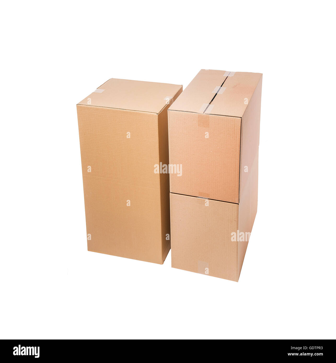 Stack of cardboard boxes on white background Stock Photo - Alamy