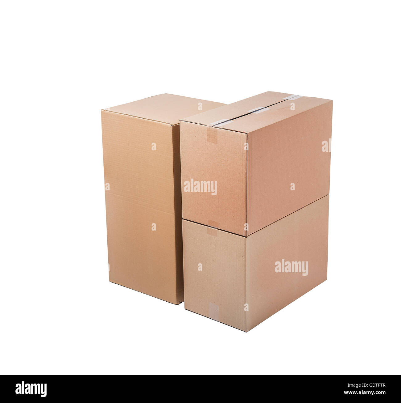 Stack of cardboard boxes on white background Stock Photo - Alamy