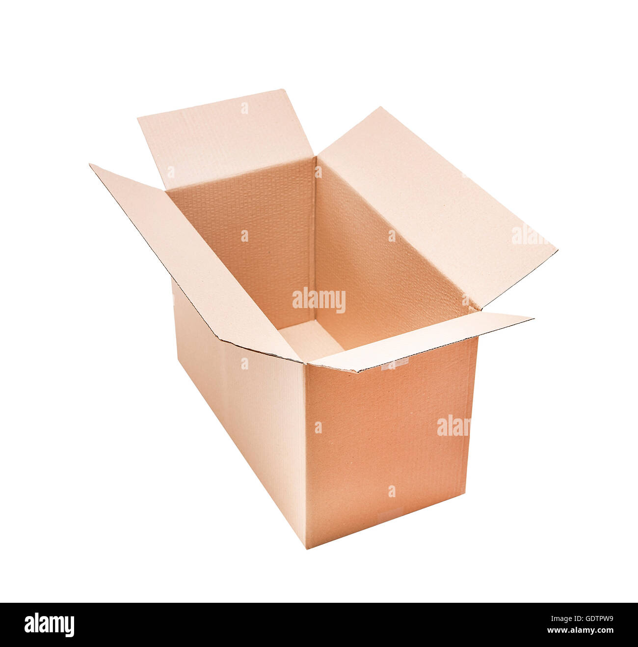 Opened cardboard box Isolated on white background Stock Photo - Alamy