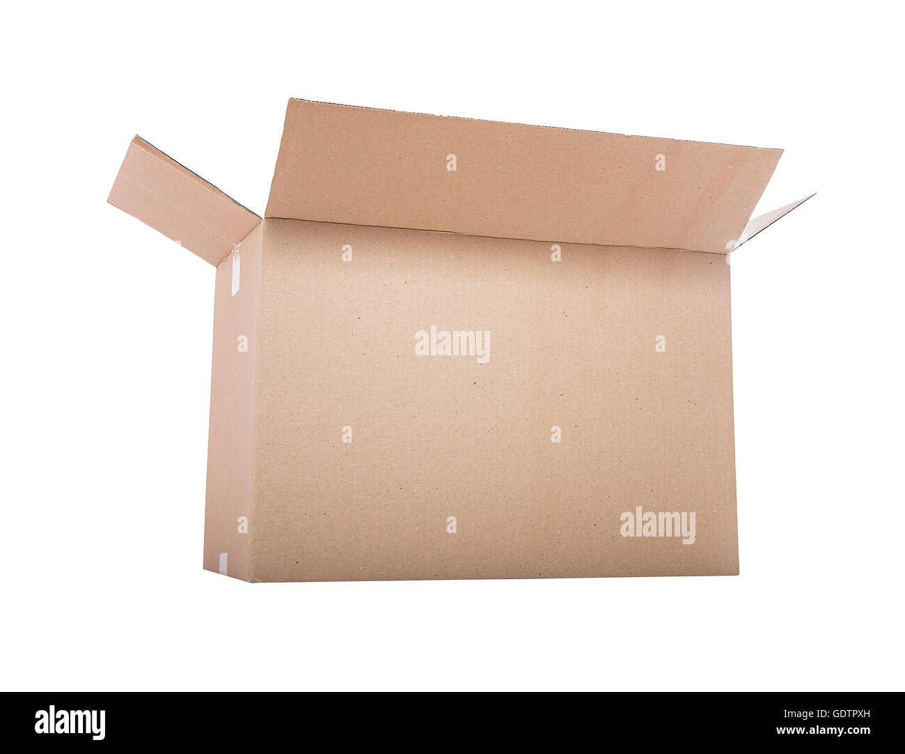 Opened cardboard box Isolated on white background Stock Photo - Alamy