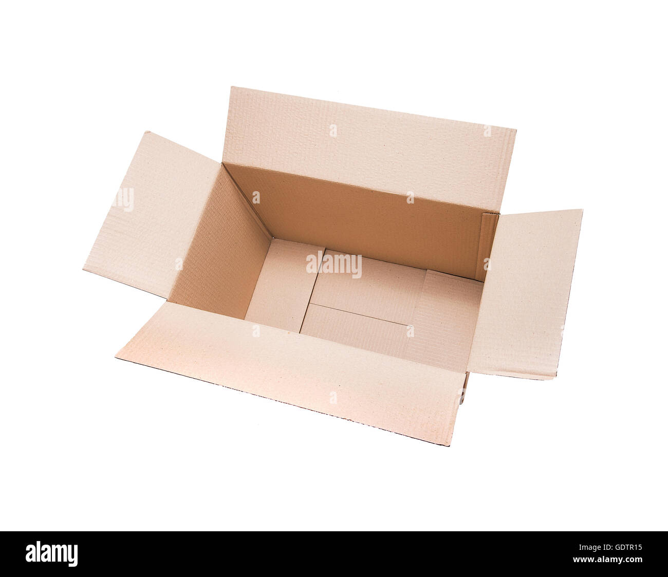 Opened cardboard box Isolated on white background Stock Photo - Alamy