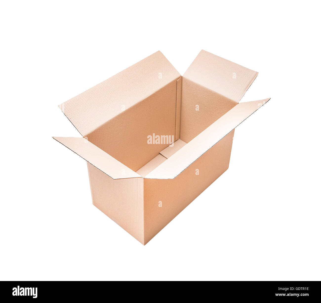 Opened cardboard box Isolated on white background Stock Photo - Alamy
