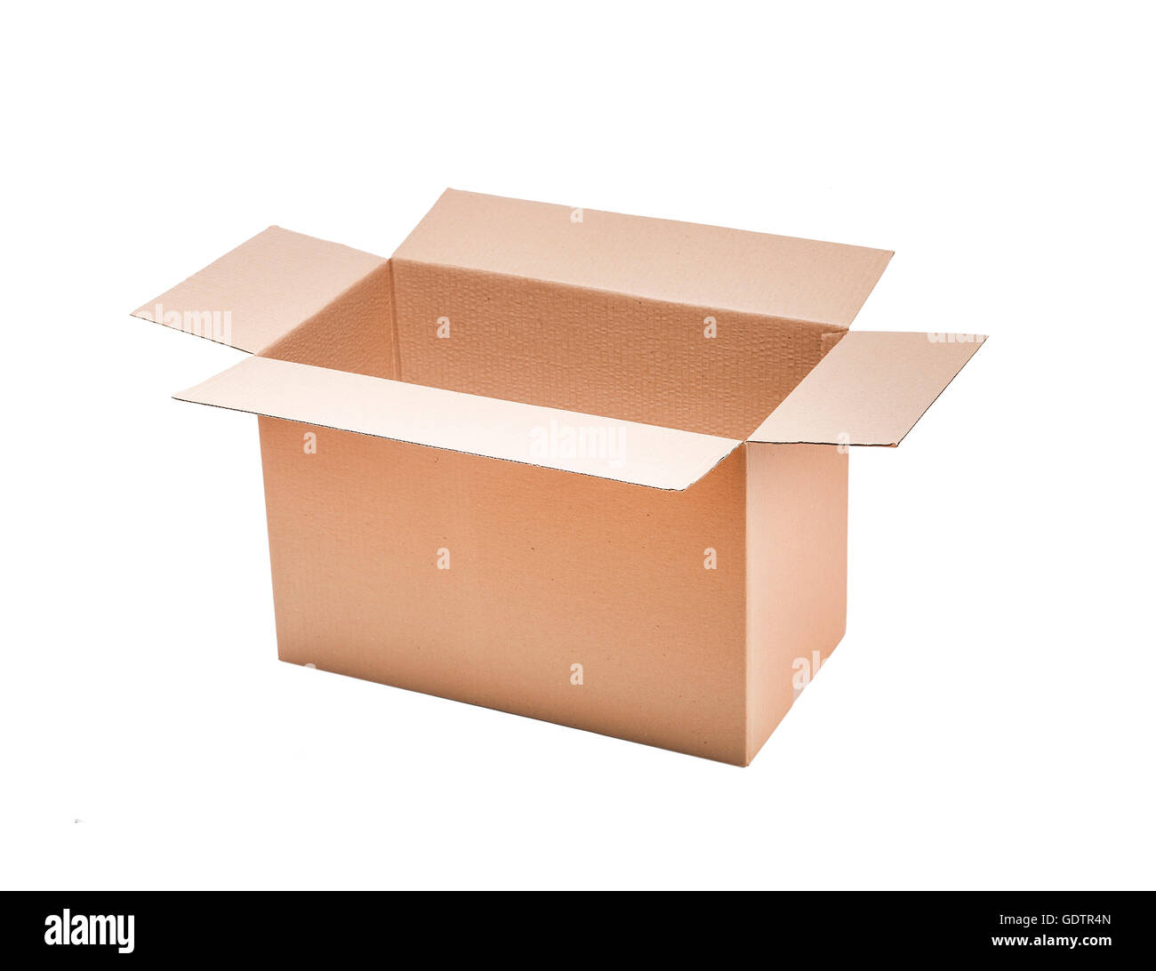 Opened cardboard box Isolated on white background Stock Photo - Alamy