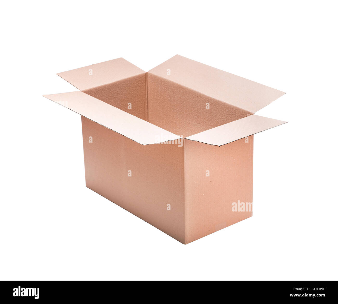 Opened cardboard box Isolated on white background Stock Photo - Alamy