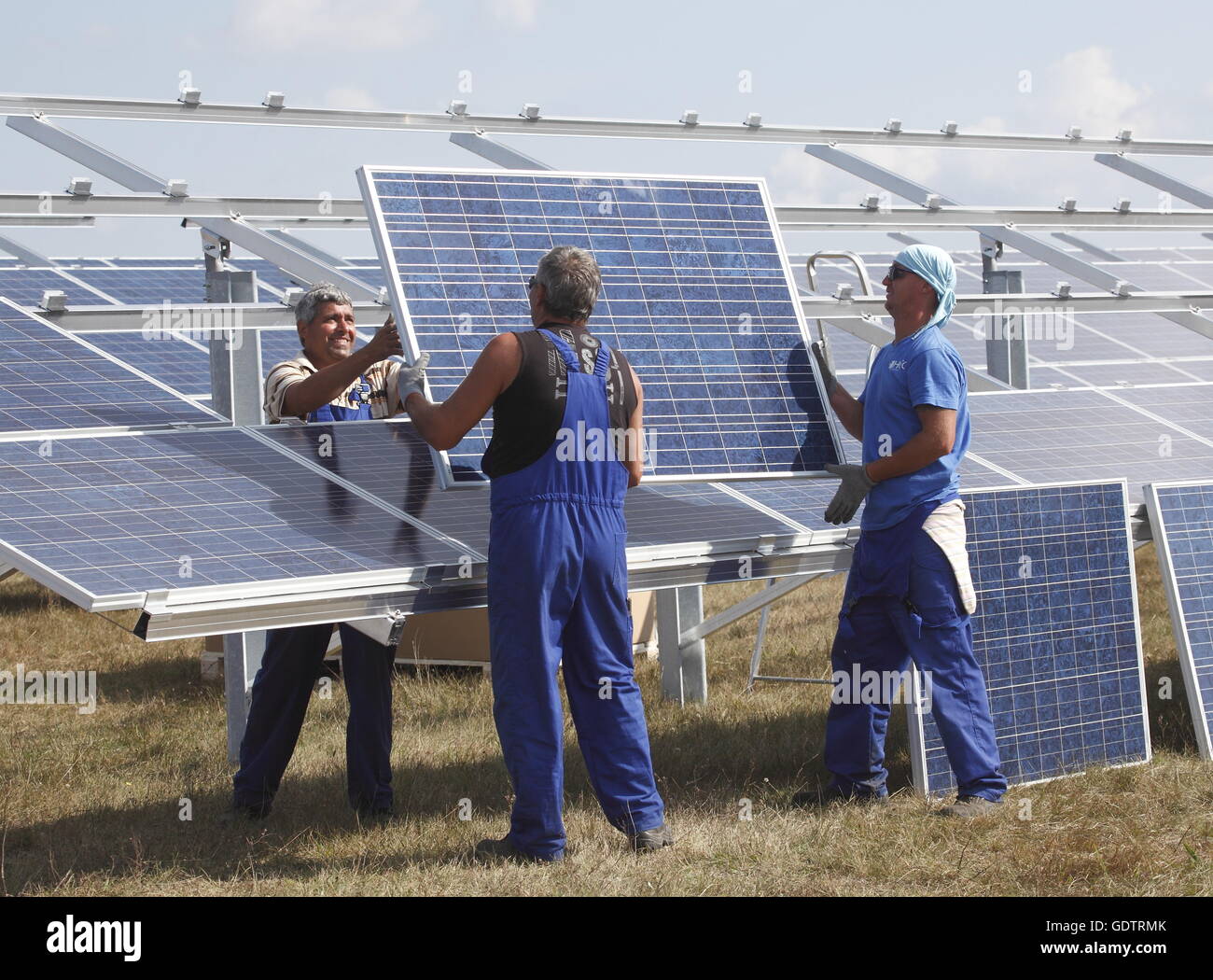 Building of a solar park Stock Photo - Alamy