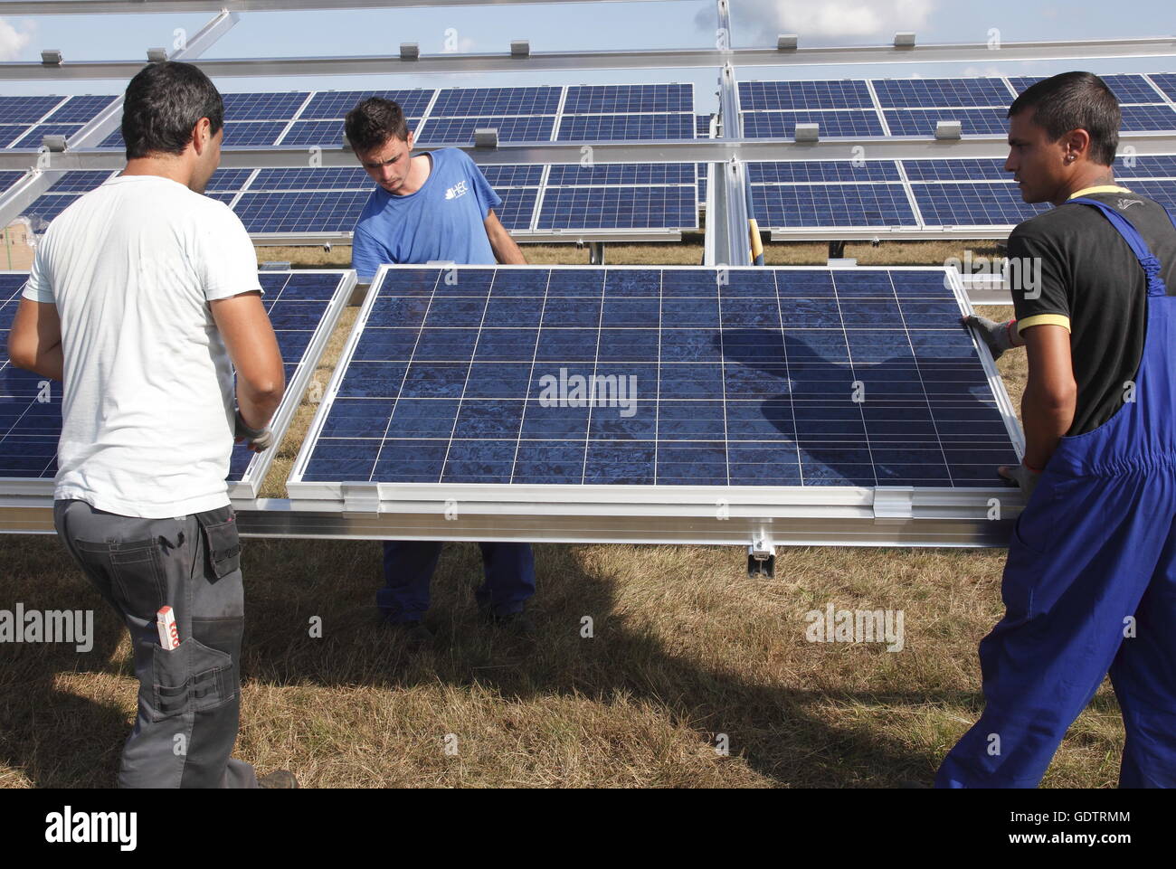 Building of a solar park Stock Photo - Alamy