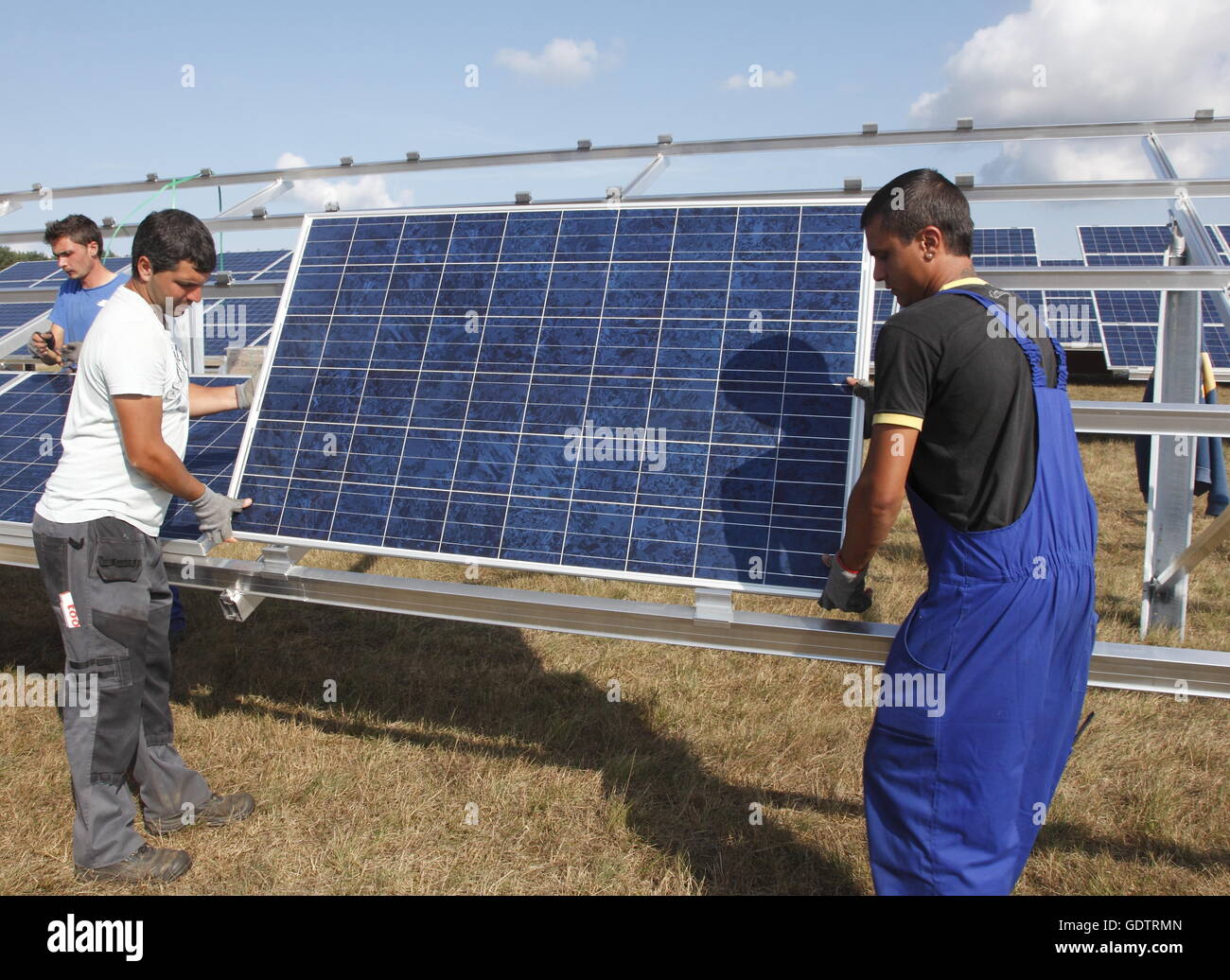 Building of a solar park Stock Photo - Alamy