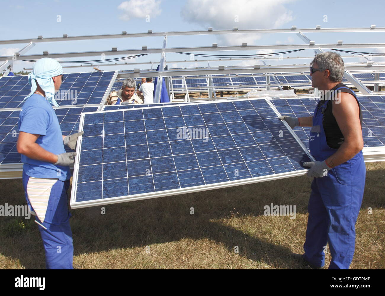 Building of a solar park Stock Photo - Alamy