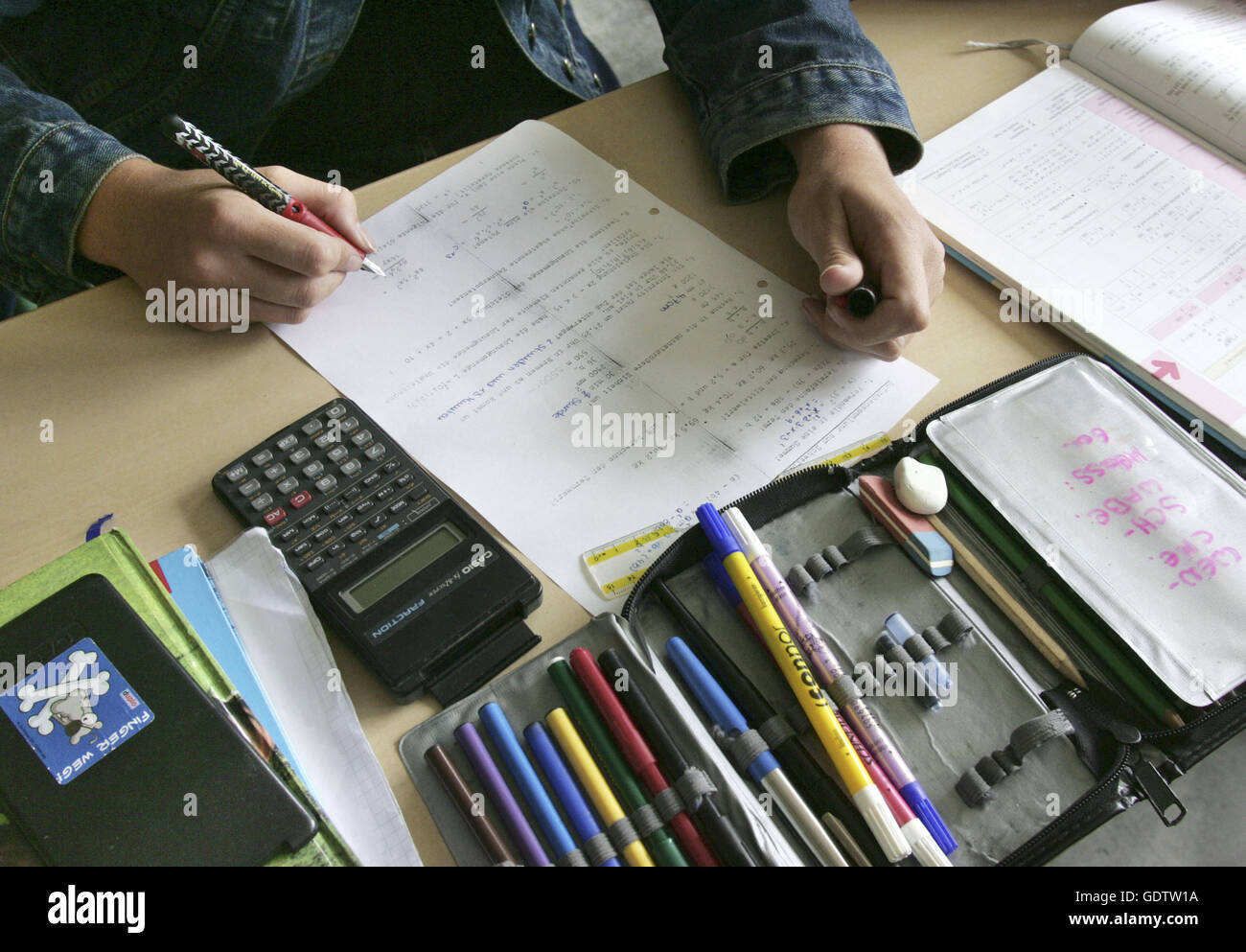 Class test in an all-day school Stock Photo - Alamy