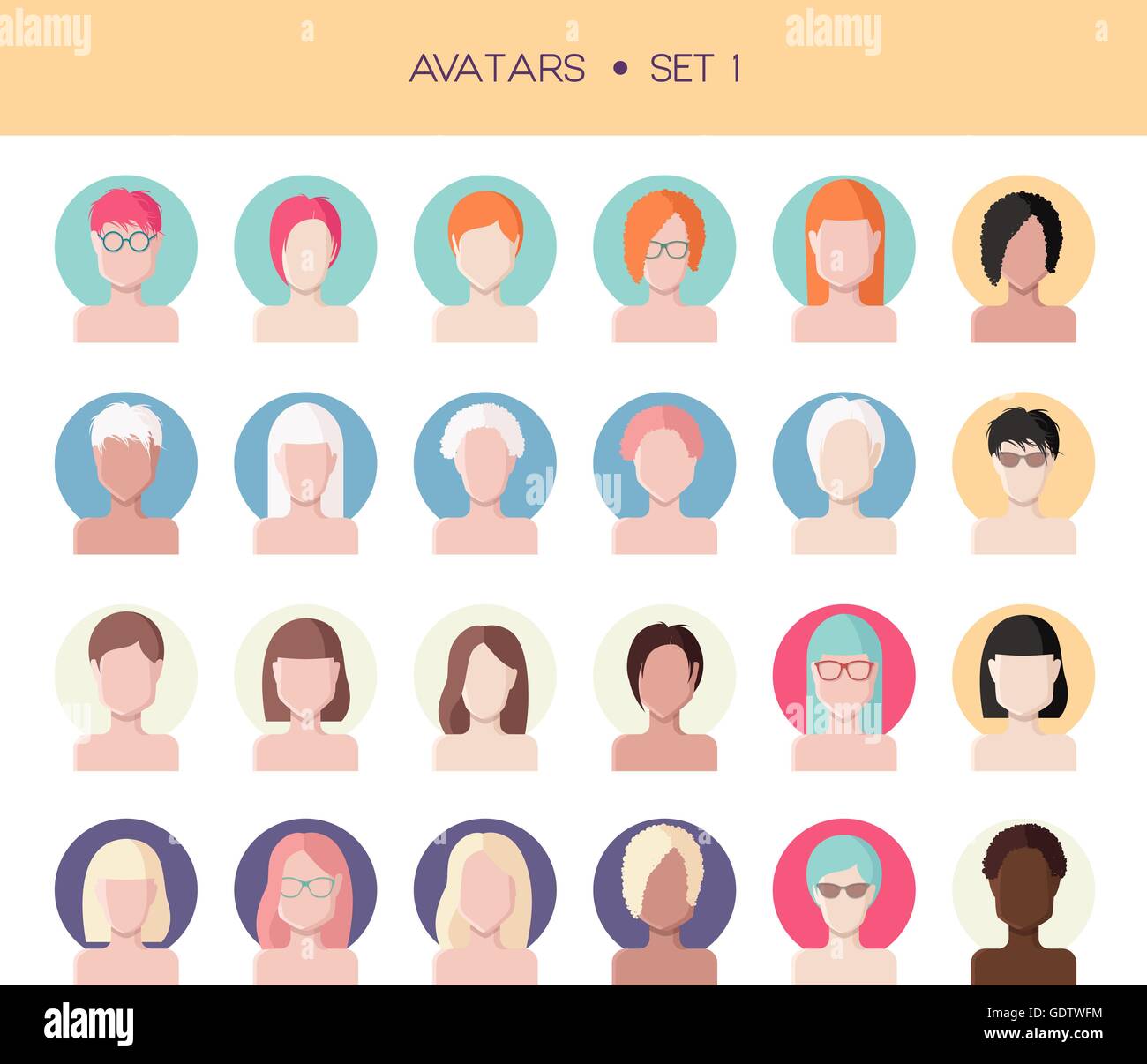 Woman face avatars set Stock Vector Image & Art - Alamy
