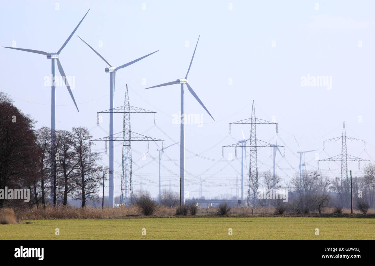 04 03 13 power lines in a wind farm hi-res stock photography and images ...