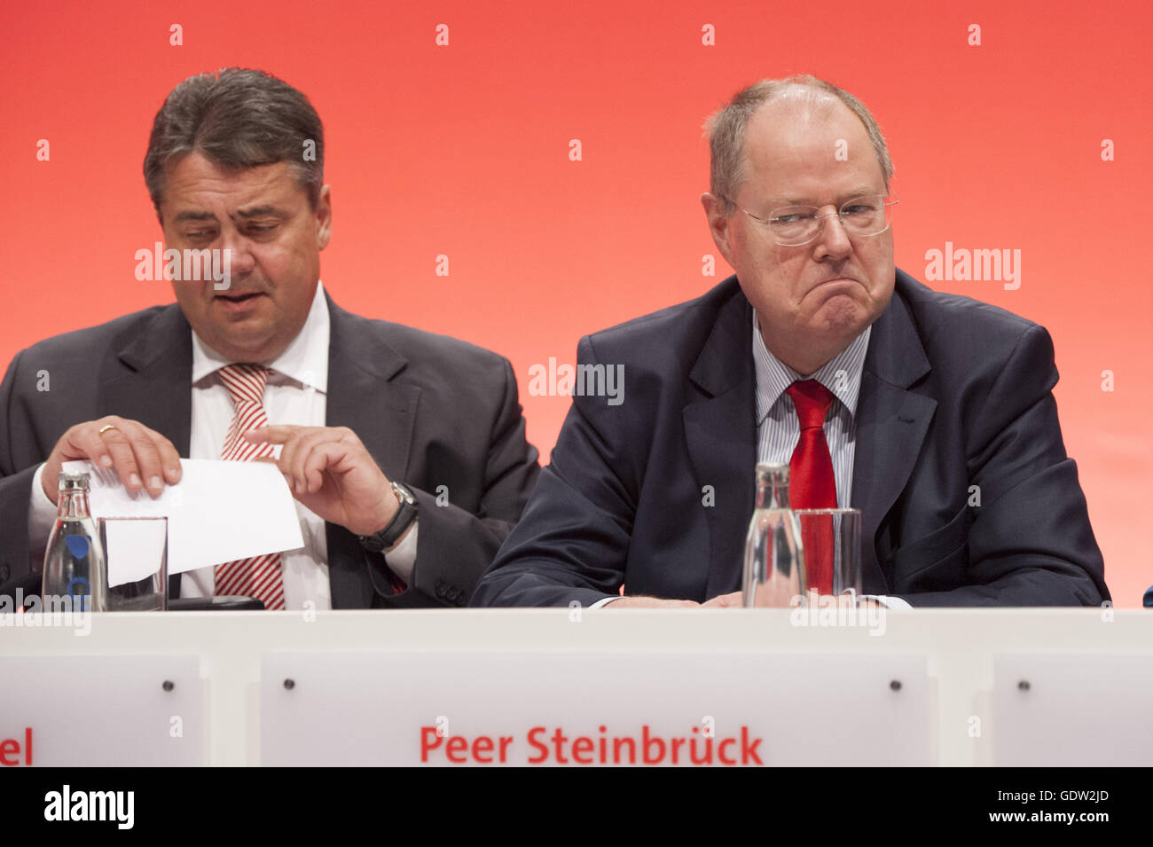 Spd chancellor candidate and sigmar gabriel hi-res stock photography ...