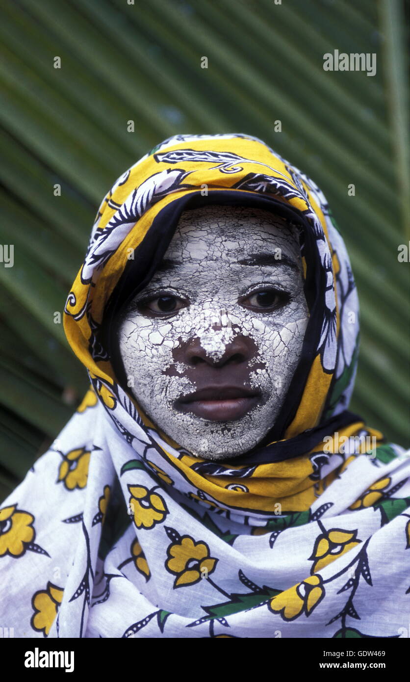 a women in the city of Moutsamudu on the Island of Anjouan on the ...
