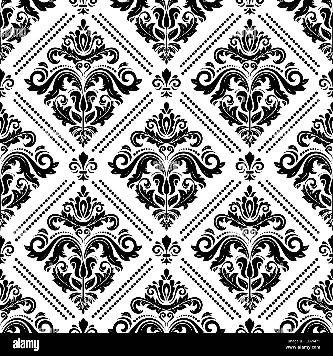 Seamless Vector Damask Pattern Stock Vector Image & Art - Alamy