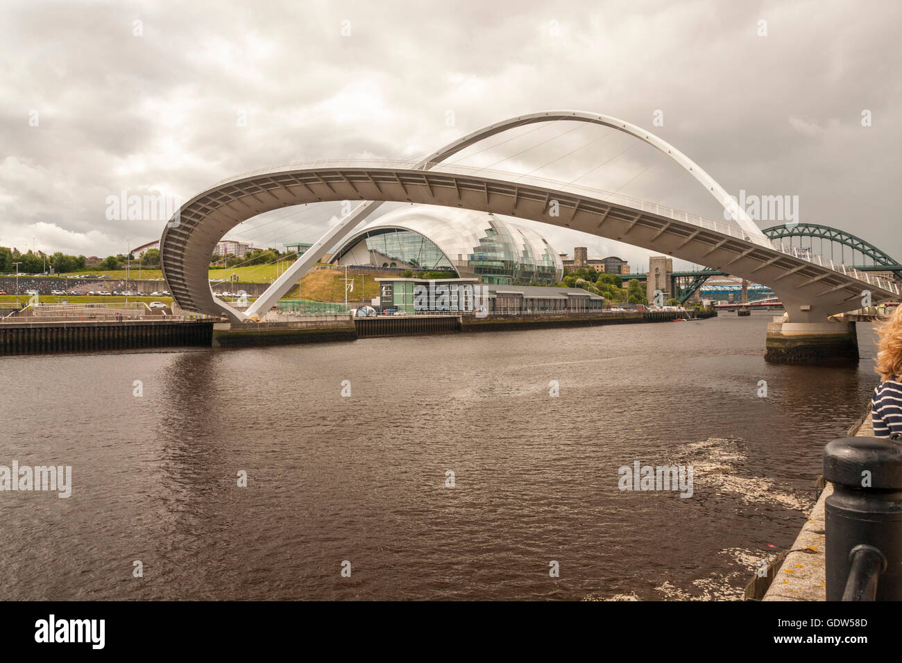 A view of the Newcastle Quayside featuring the Gateshead Millenium ...