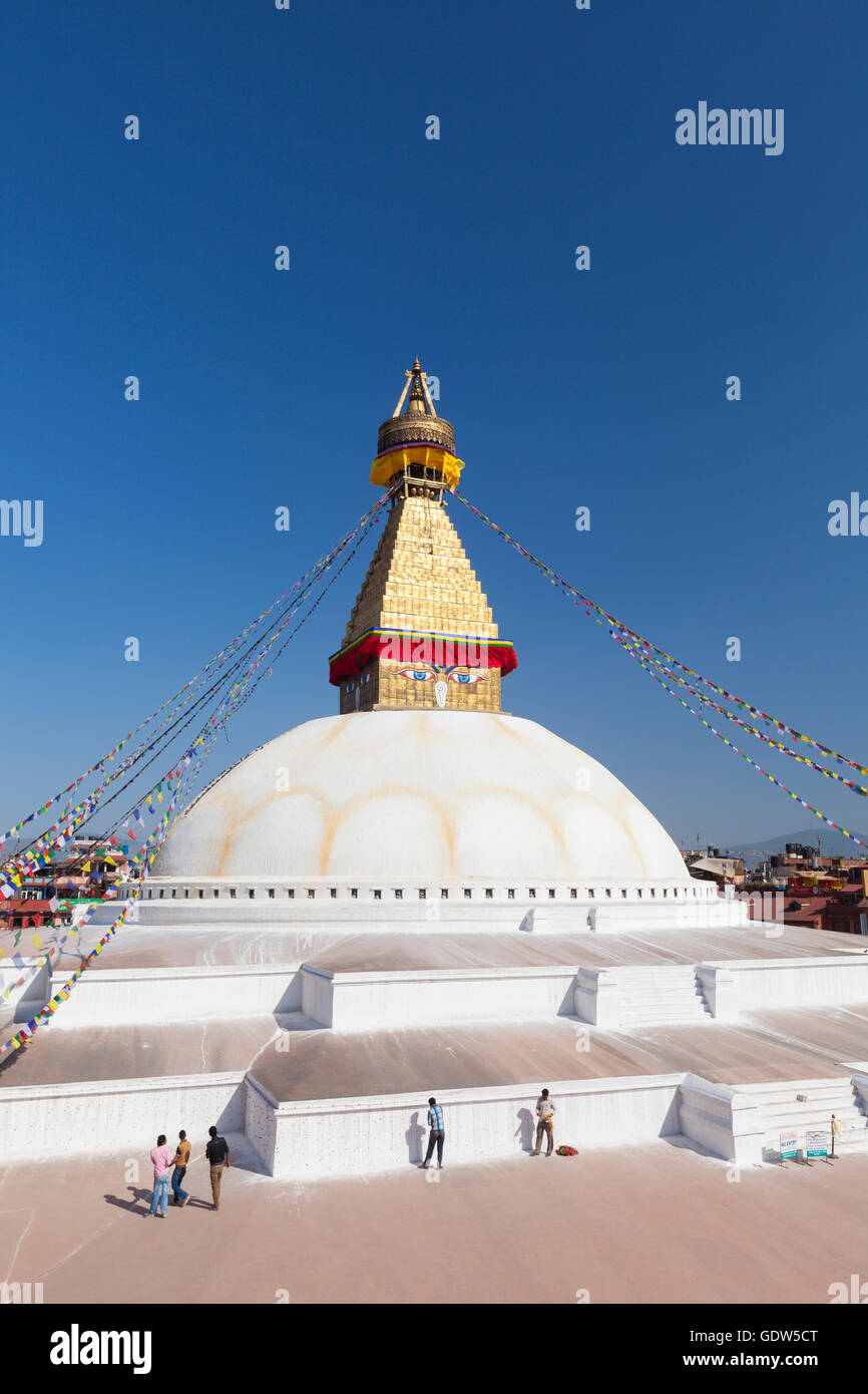 The famous buddhist stupa at Boudhanath, Kathmandu, Nepal Stock Photo ...