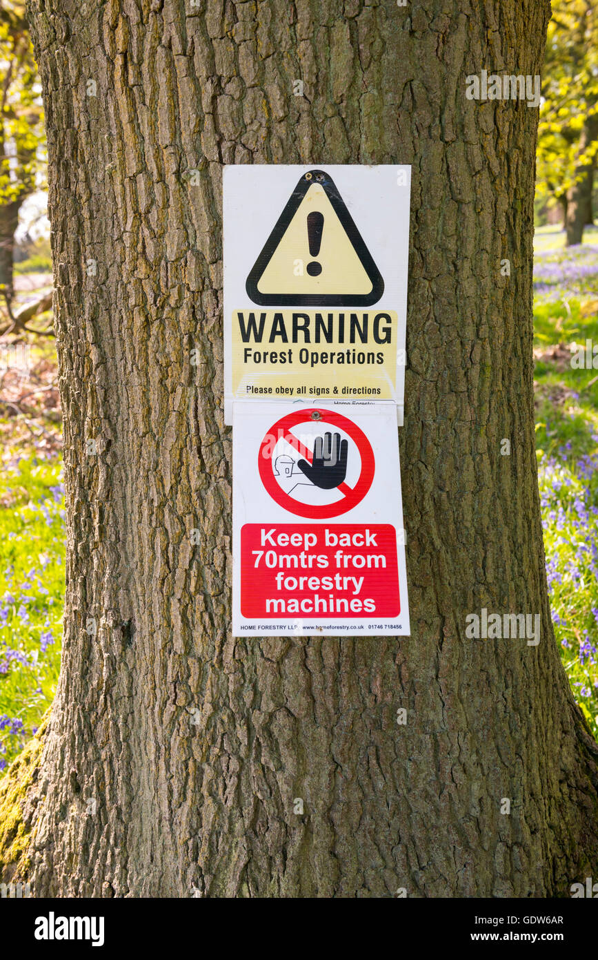 Warning forest operations sign hi-res stock photography and images - Alamy