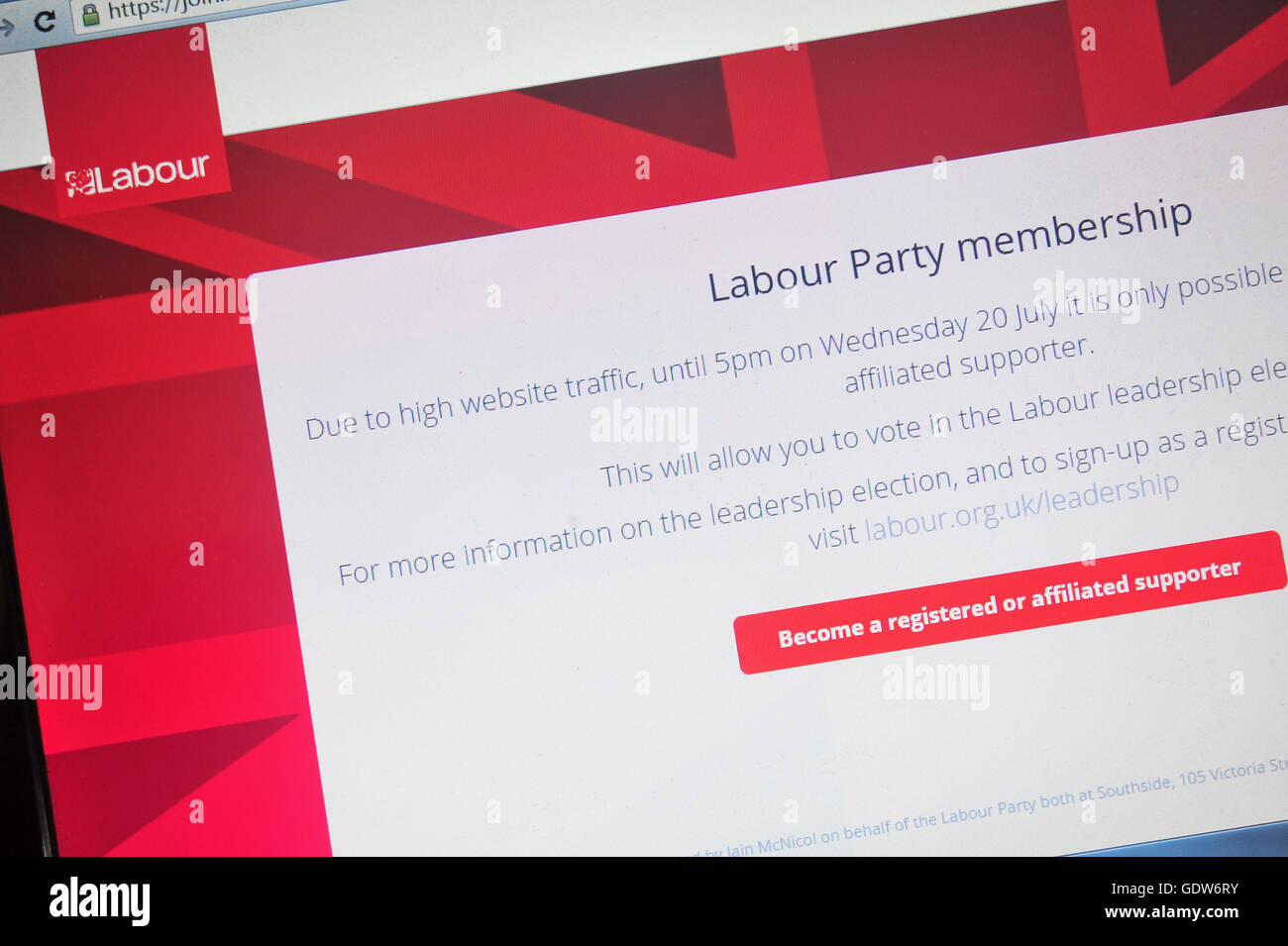 A website page showing the process of becoming a registered Labour ...