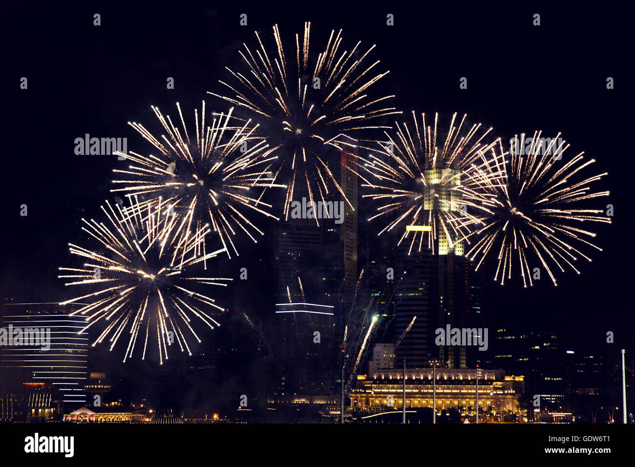 beautiful fireworks at night city sky Stock Photo - Alamy