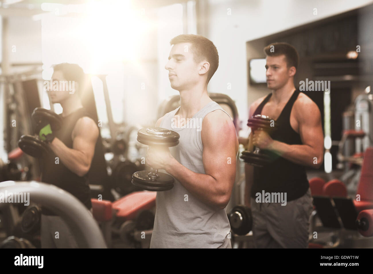 group of men with dumbbells in gym Stock Photo - Alamy