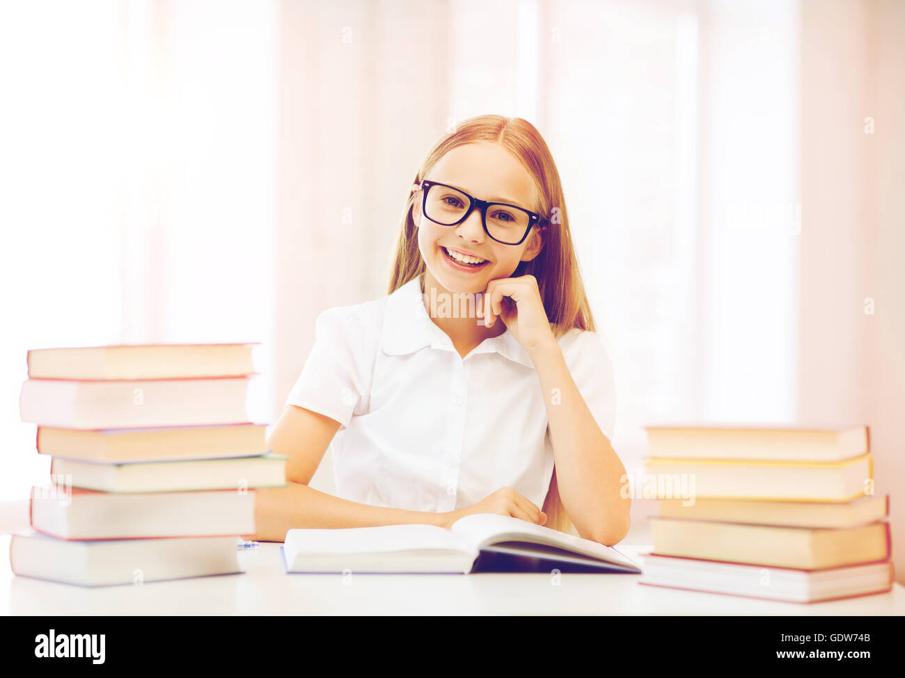 student girl studying at school Stock Photo - Alamy