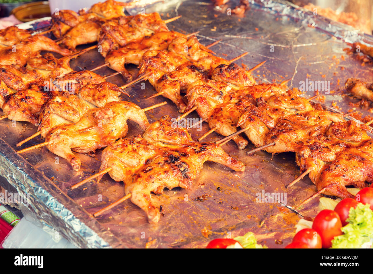 chicken grill at street market Stock Photo - Alamy