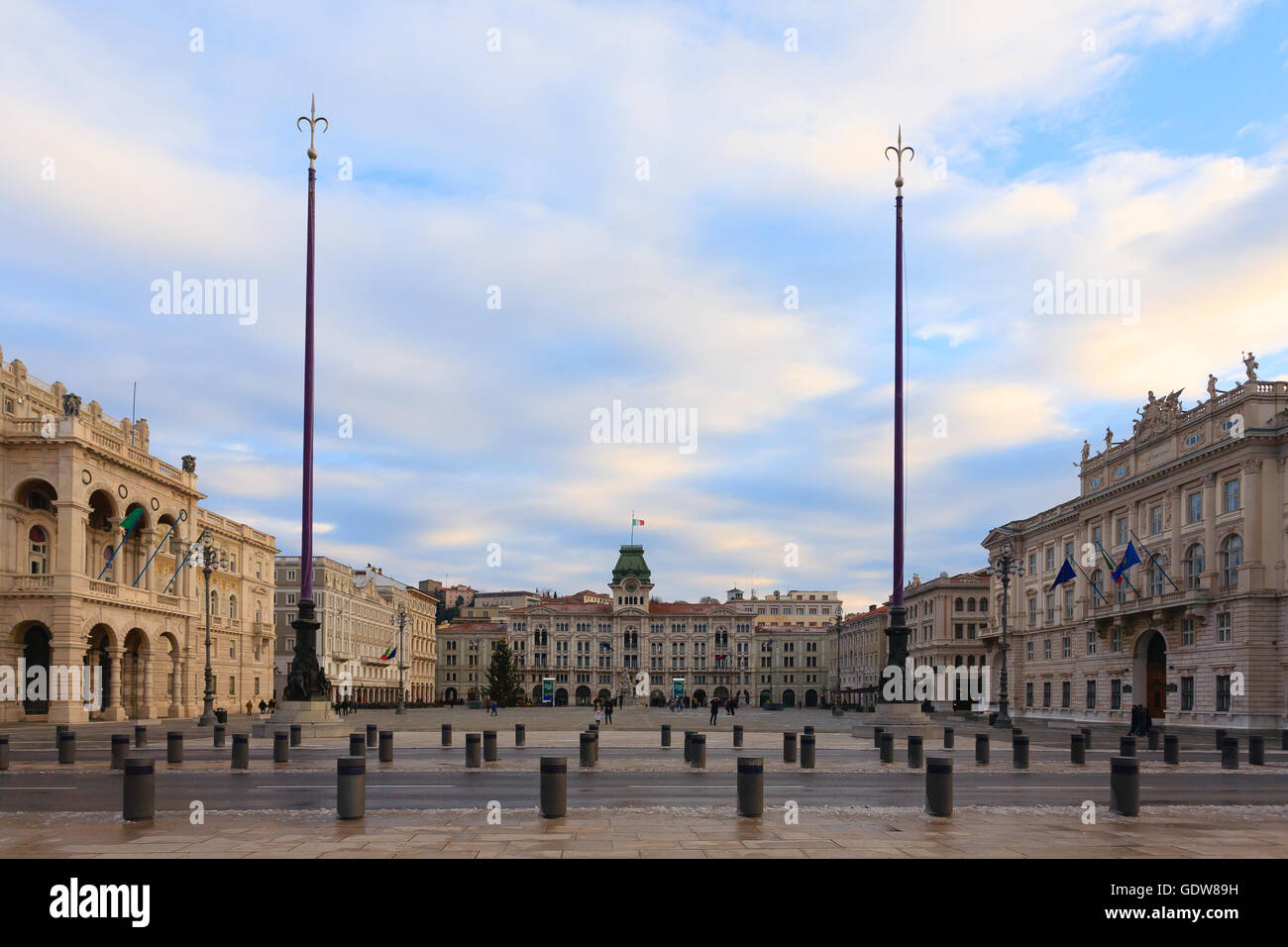 View of Trieste main square. "Unita d'Italia" square. Renaissance ...