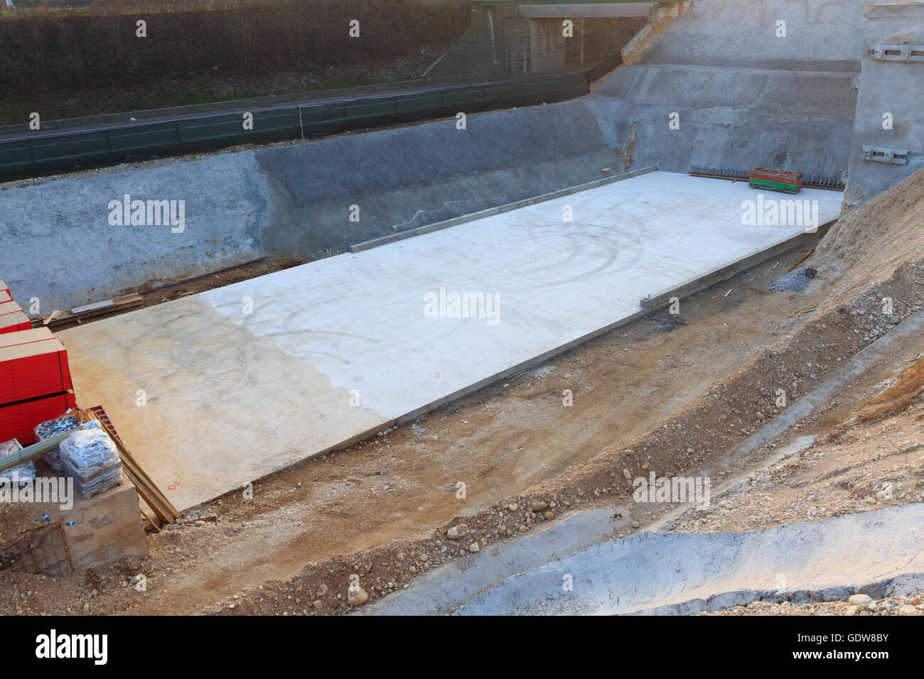 Detail of a road construction site for a new highway. Civil Engineering ...