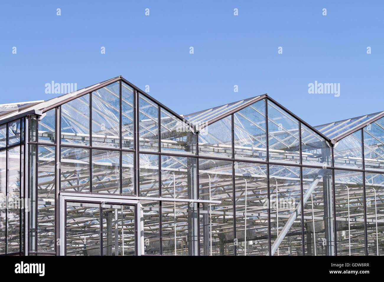 front view of a new greenhouse against blue sky Stock Photo - Alamy