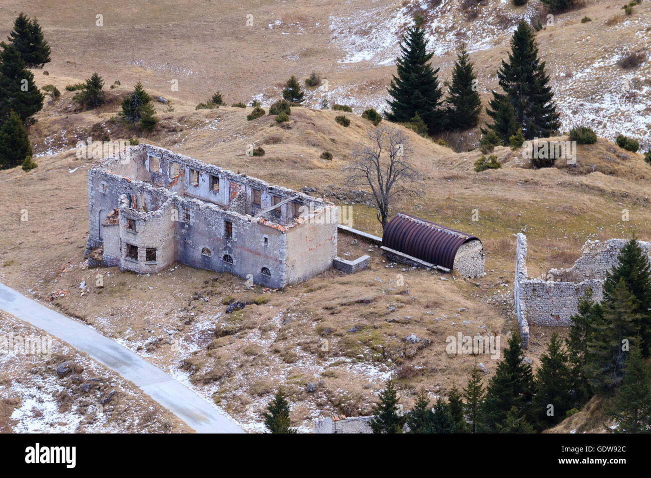 Abandoned military barracks from "Monte Grappa",Italy Stock Photo - Alamy