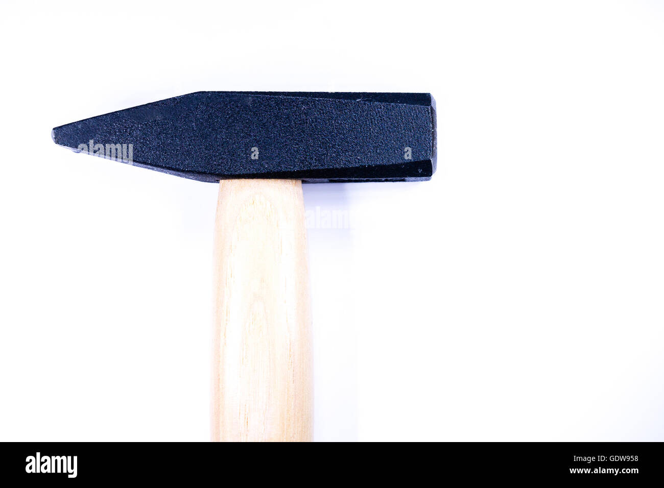 Black hammer with wodden handle on a white background Stock Photo - Alamy