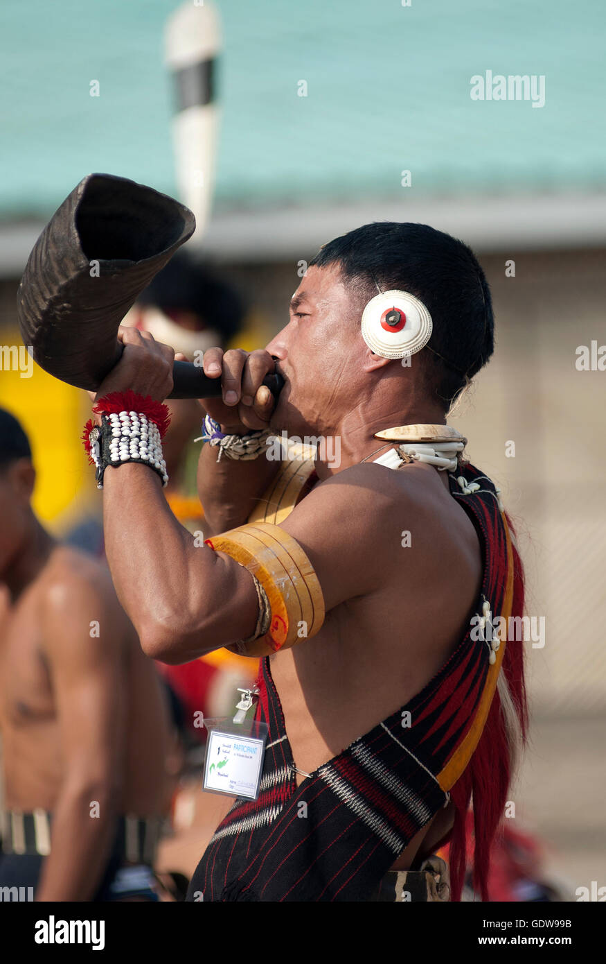Phom tribe man blowing horn in nagaland hi-res stock photography and ...